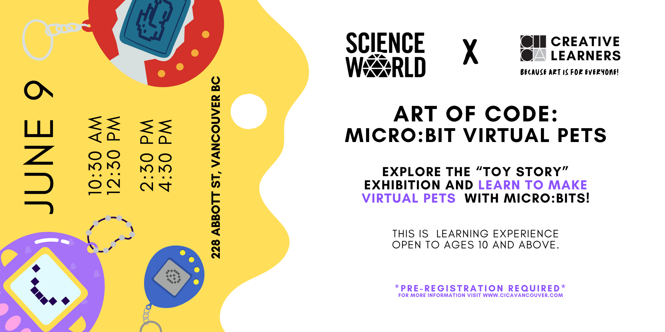 CICA x Science World Art of Code: Micro:bit Virtual Pets - Science World